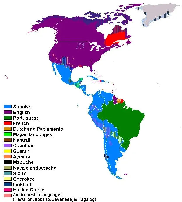 Preview Image of Contemporary Language Map of the Americas.